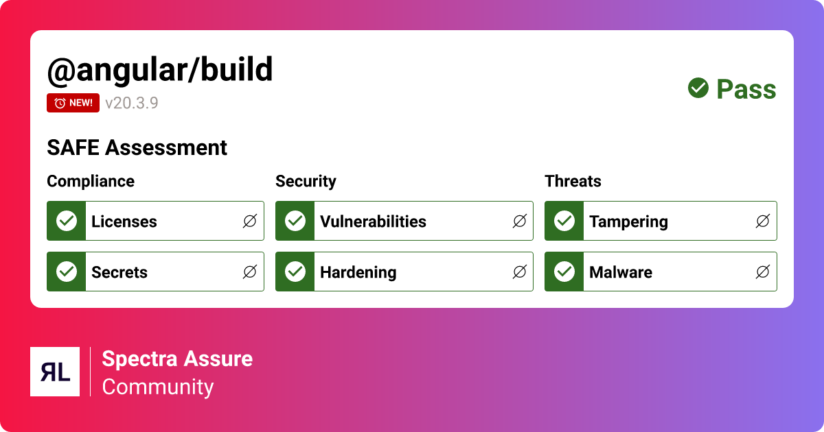@angular/build - npm | ReversingLabs Spectra Assure Community
