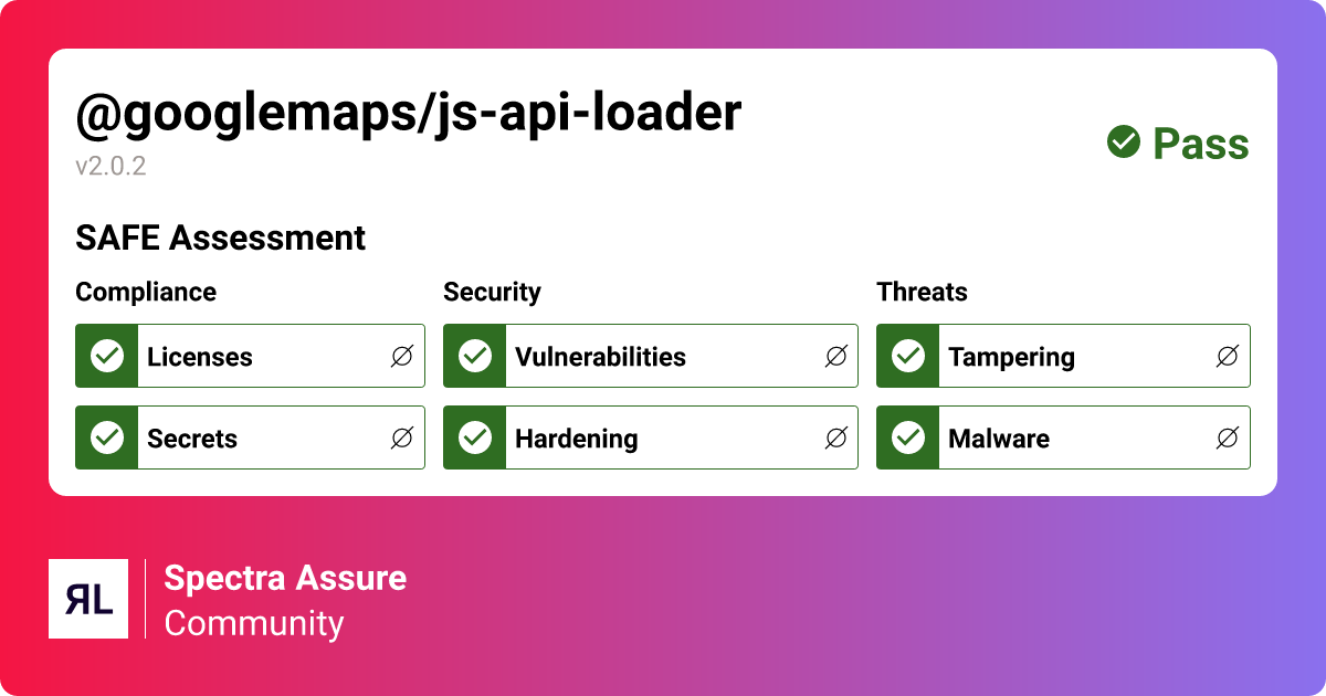 @googlemaps/js-api-loader - npm | ReversingLabs Spectra Assure Community
