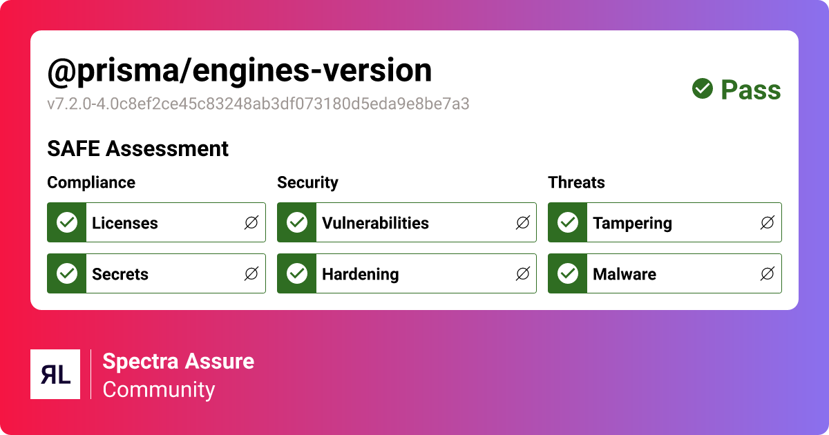 @prisma/engines-version - npm | ReversingLabs Spectra Assure Community