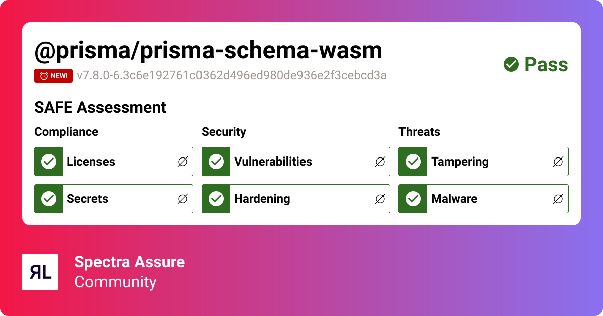 @prisma/prisma-schema-wasm - npm | ReversingLabs Spectra Assure Community