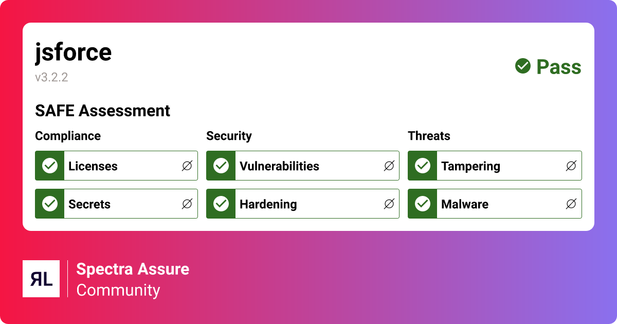 Issues - jsforce@3.2.2 - npm | ReversingLabs Spectra Assure Community