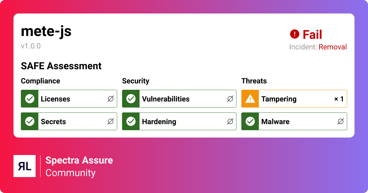 mete-js - npm | ReversingLabs Spectra Assure Community