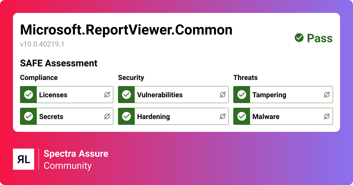 Microsoft.ReportViewer.Common - NuGet | ReversingLabs Spectra Assure ...
