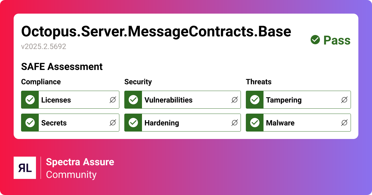 Issues Octopusservermessagecontractsbase202525692 Nuget Reversinglabs Spectra Assure