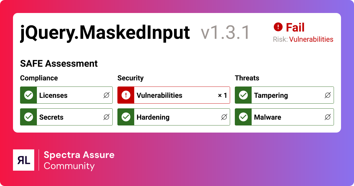 Vulnerabilities Jquerymaskedinput131 Nuget Reversinglabs