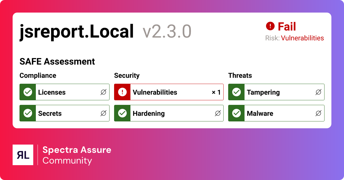 Issues Jsreportlocal230 Nuget Reversinglabs Spectra Assure