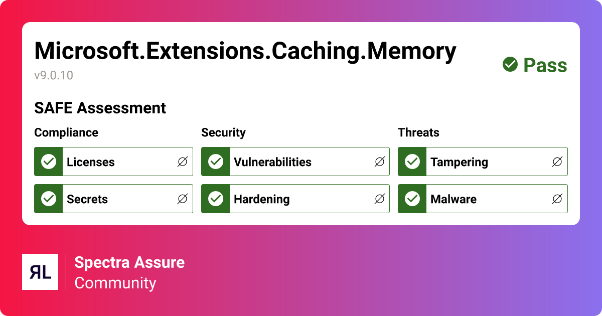 Issues - Microsoft.Extensions.Caching.Memory@9.0.10 - NuGet | ReversingLabs Spectra Assure Community