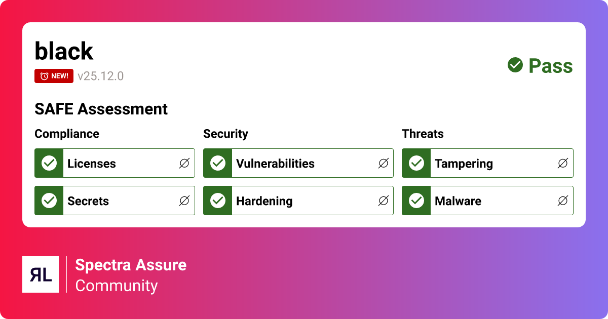 black - PyPI | ReversingLabs Spectra Assure Community