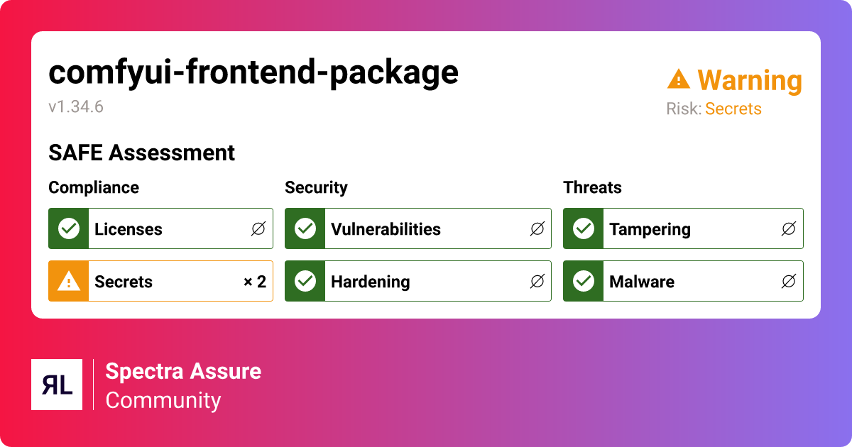 comfyui-frontend-package - PyPI | ReversingLabs Spectra Assure Community