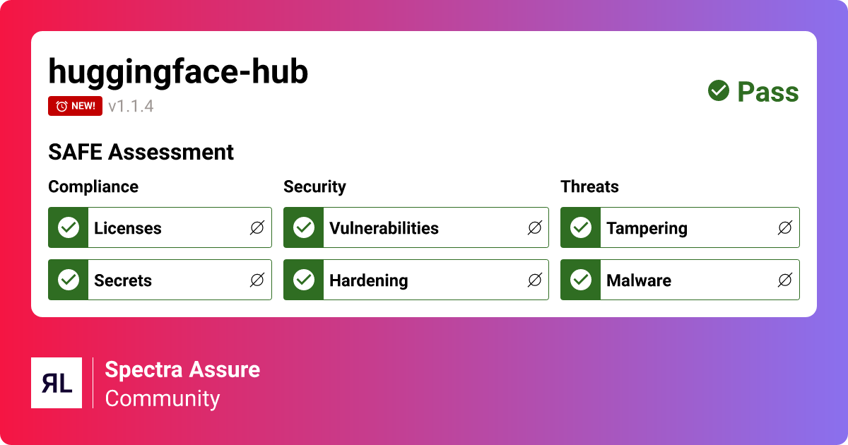 huggingface-hub - PyPI | ReversingLabs Spectra Assure Community