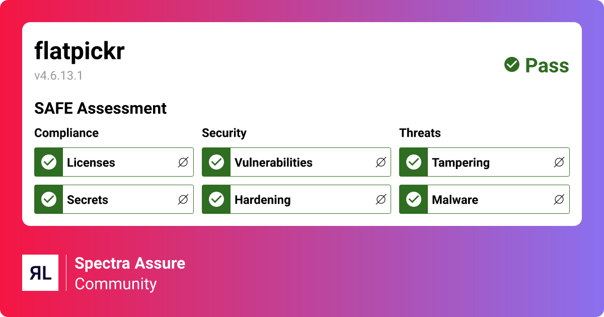 flatpickr - RubyGems | ReversingLabs Spectra Assure Community