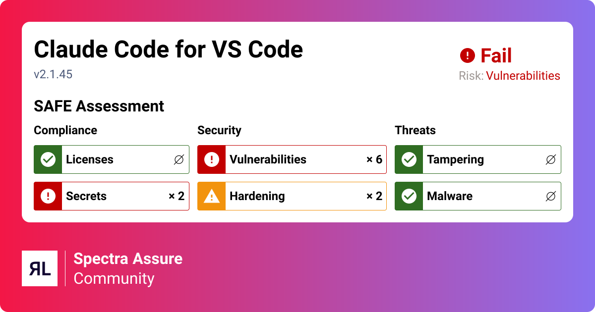 Claude Code for VS Code@2.1.45 - Visual Studio Code | ReversingLabs ...