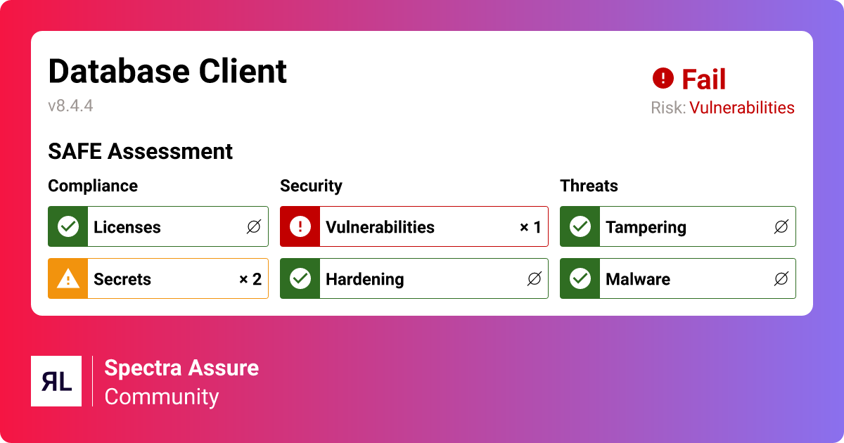 Issues - Database Client@8.4.4 - Visual Studio Code | ReversingLabs ...