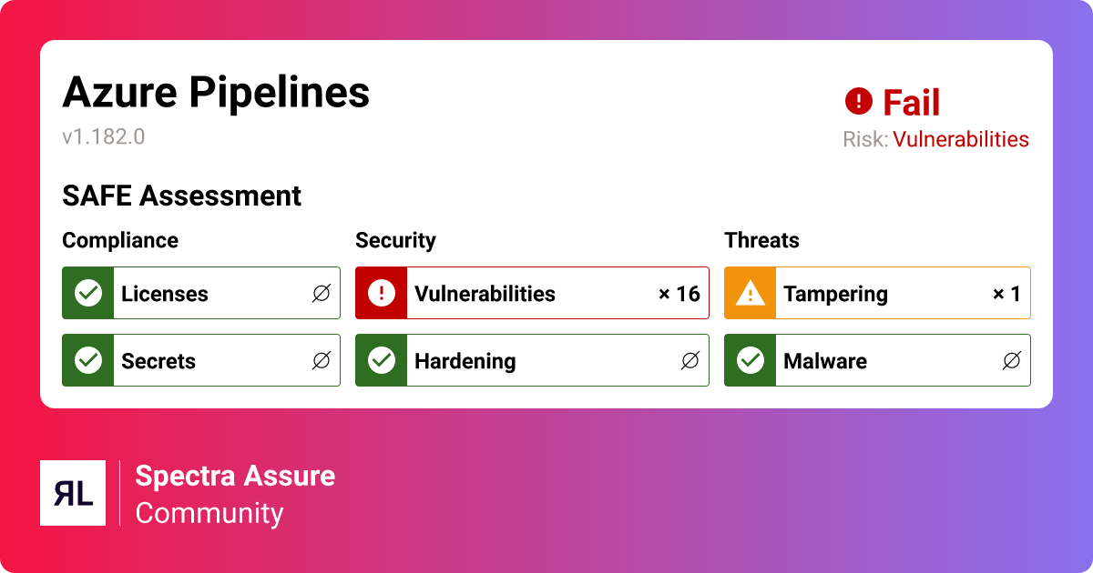Azure Pipelines@1.182.0 - Visual Studio Code | ReversingLabs Spectra Assure Community