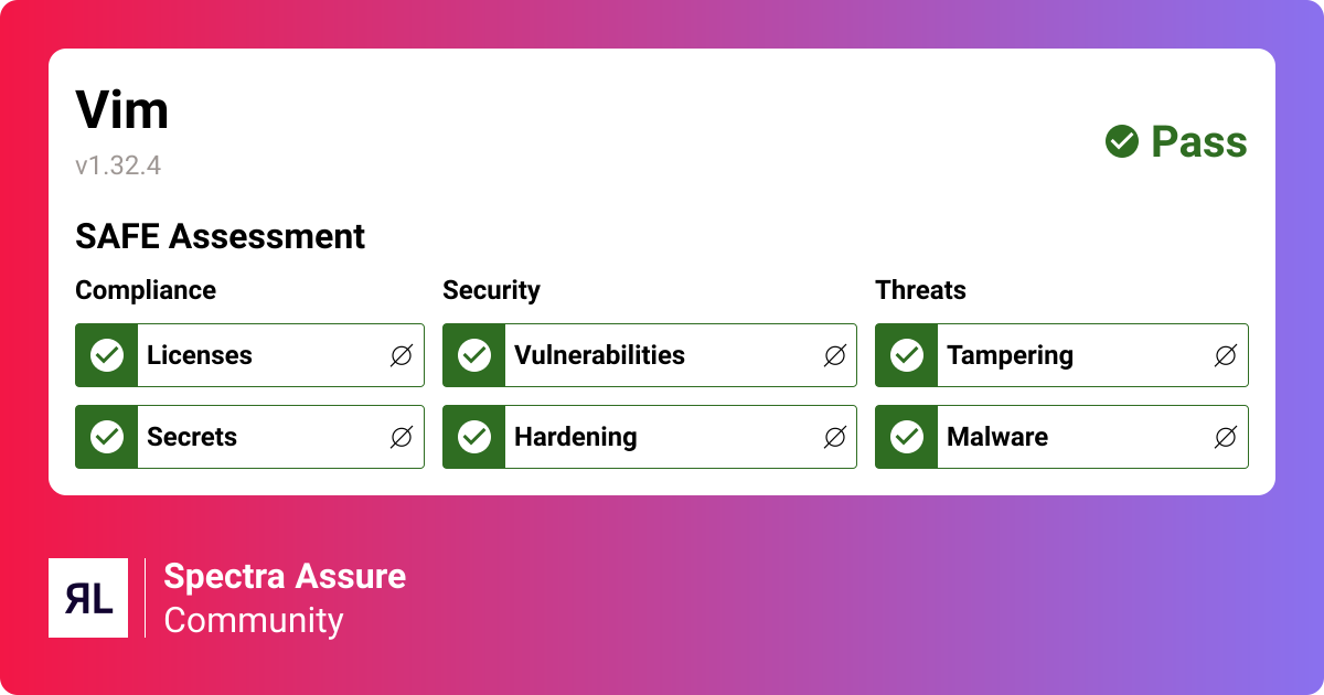 Vim - Visual Studio Code | ReversingLabs Spectra Assure Community